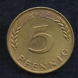 Germany - West Germany - Bundesrepublik - German 1950 D - 5 Pfennig ...