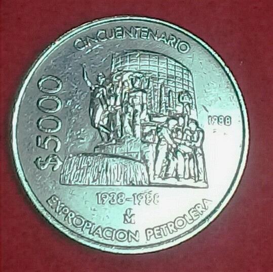 MONEDA MEXICANA CONMEMORATIVA DE 5000 PESOS DEL AÑO 1988 For Sale