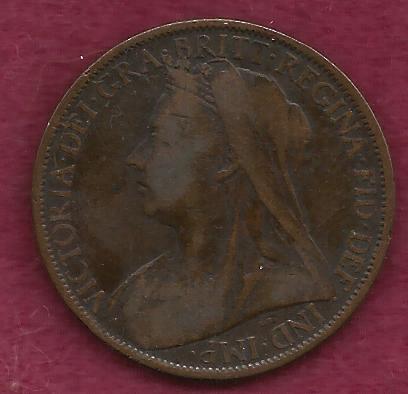 GREAT BRITAIN 1 Penny 1900 Coin (England) Victoria (Copper) For Sale