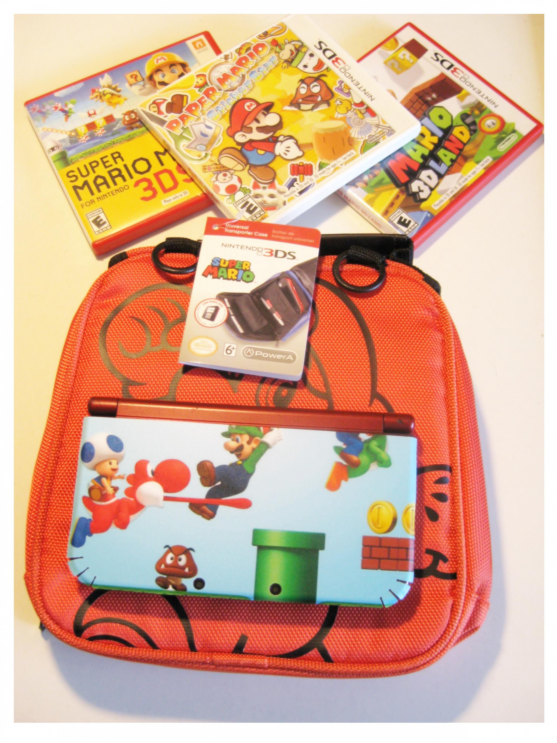 Red Nintendo New 3ds XL w Mario Bundle! For Sale