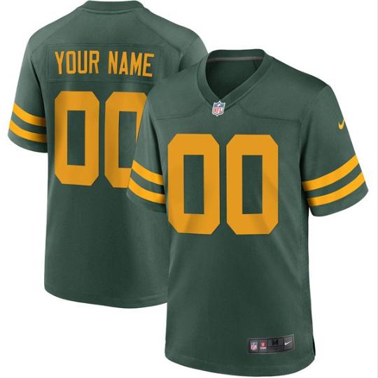 Men Green Bay Packers Custom Green Throwback Alternate Game Football ...
