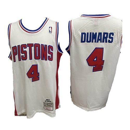 Men's Detroit Pistons #4 Joe Dumars White 1988 1989 Throwback Jersey ...
