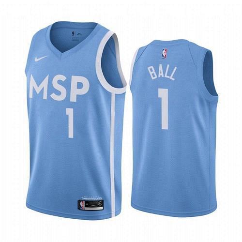 Men's Minnesota Timberwolves #1 LaMelo Ball Blue MSP City Jersey For Sale