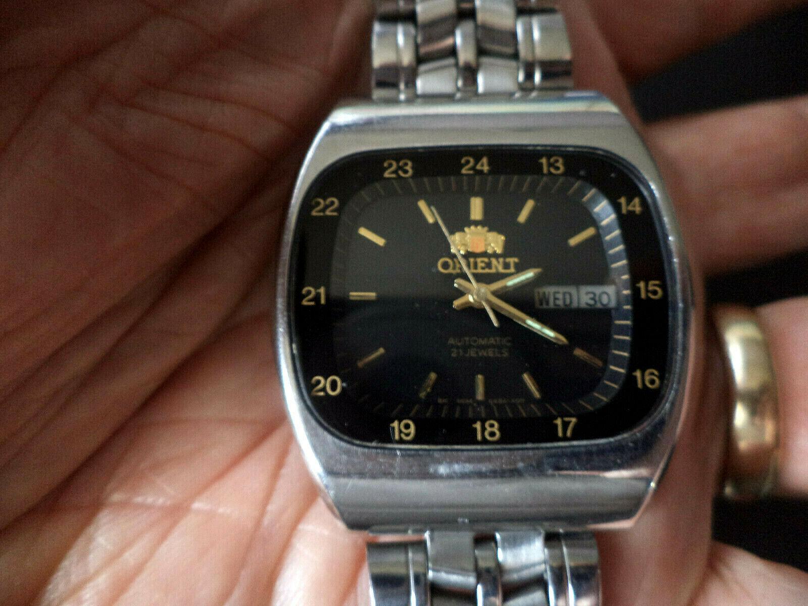 SCARCE! VINTAGE MEN'S ORIENT TV DIAL 21J CAL.46941 BEAUTIFUL ALL SS ...