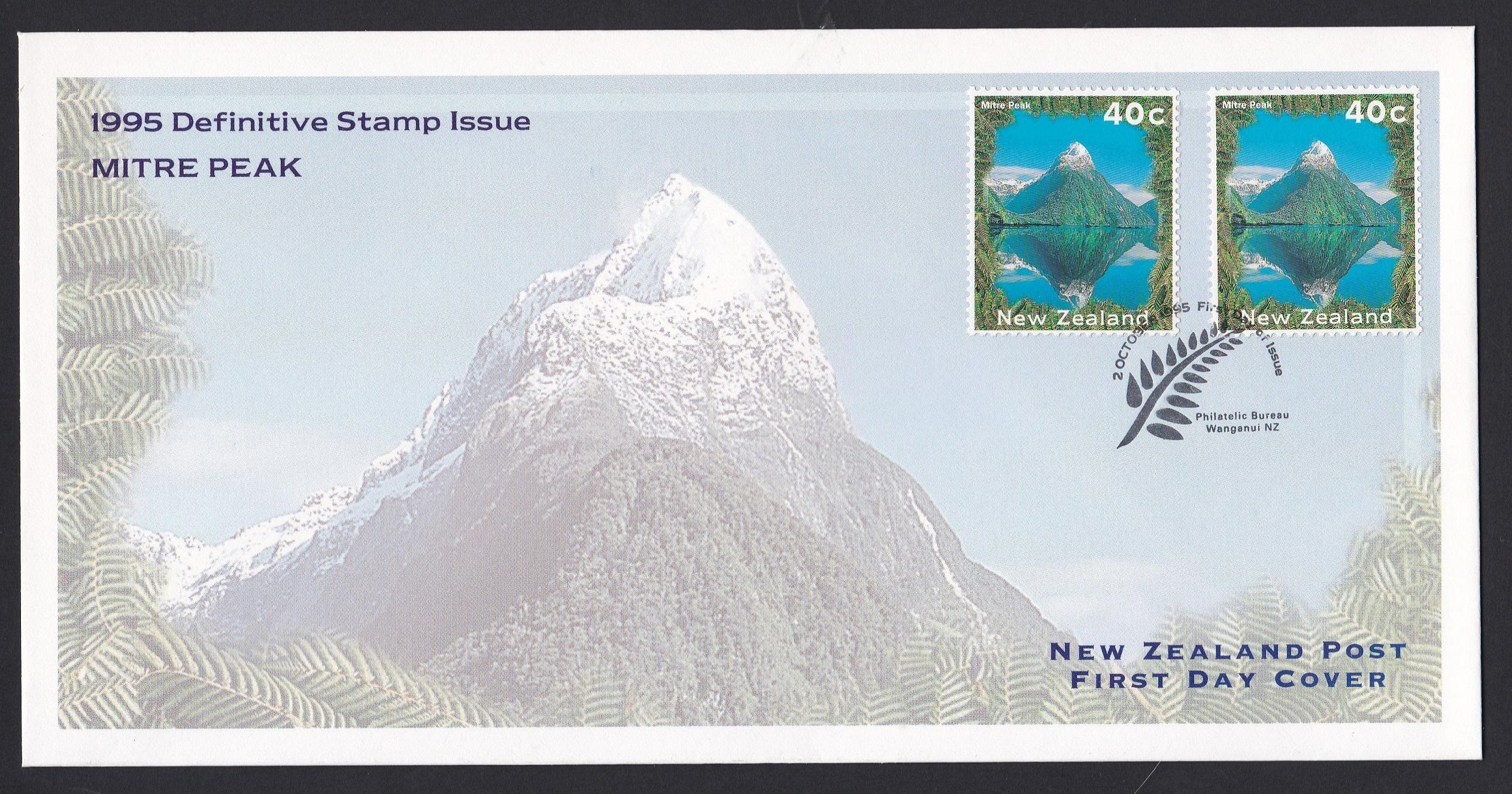 New Zealand: 1995 Scenery - Mitre Peak. Two x 40c Stamps on FDC. Ref ...