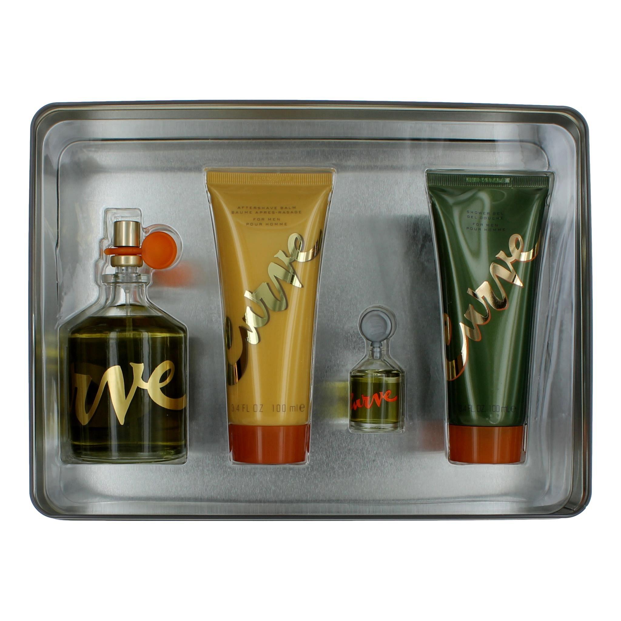Curve by Liz Claiborne, 4 Piece Gift Set men with 4.2 oz In A Tin Box ...