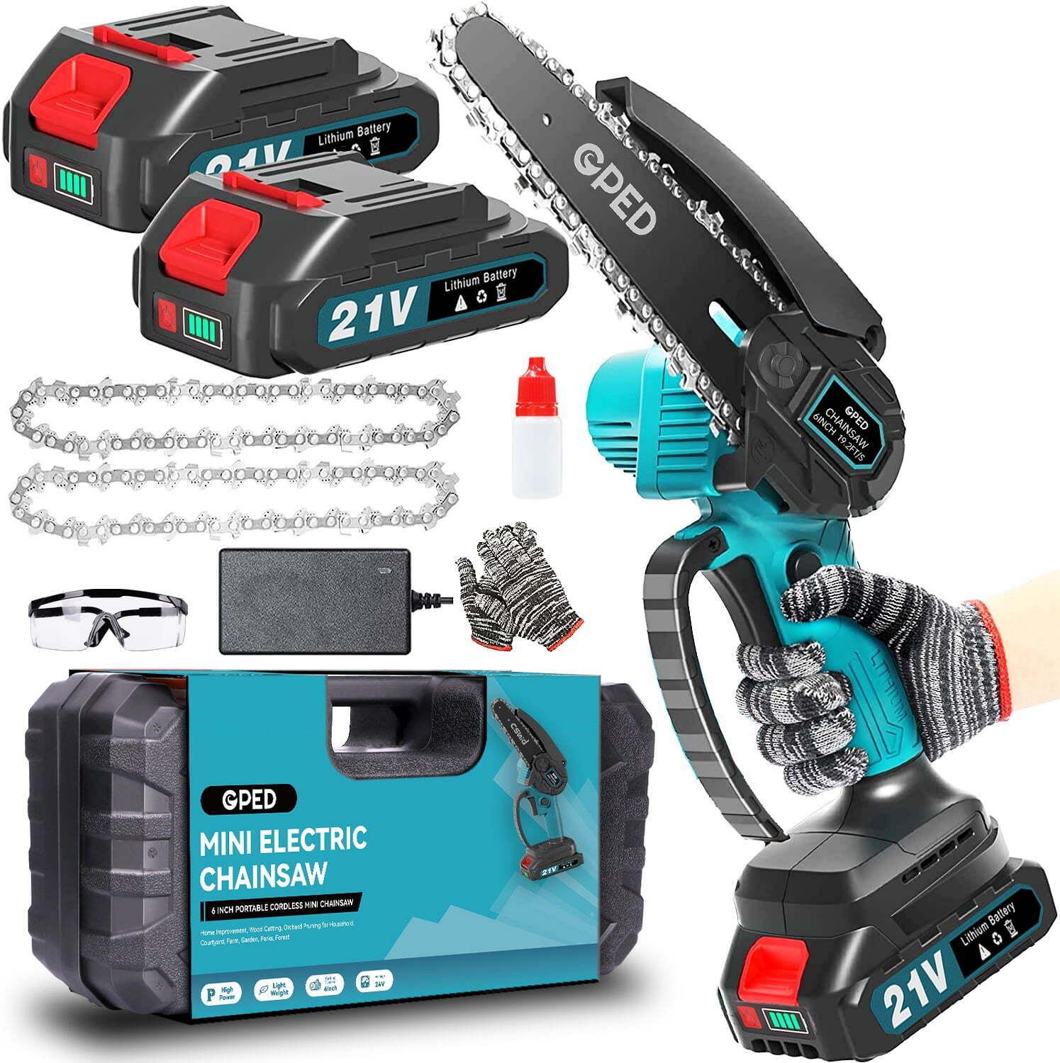 Mini Chainsaw, 6 inch Portable Electric Chainsaw Cordless, Handheld ...