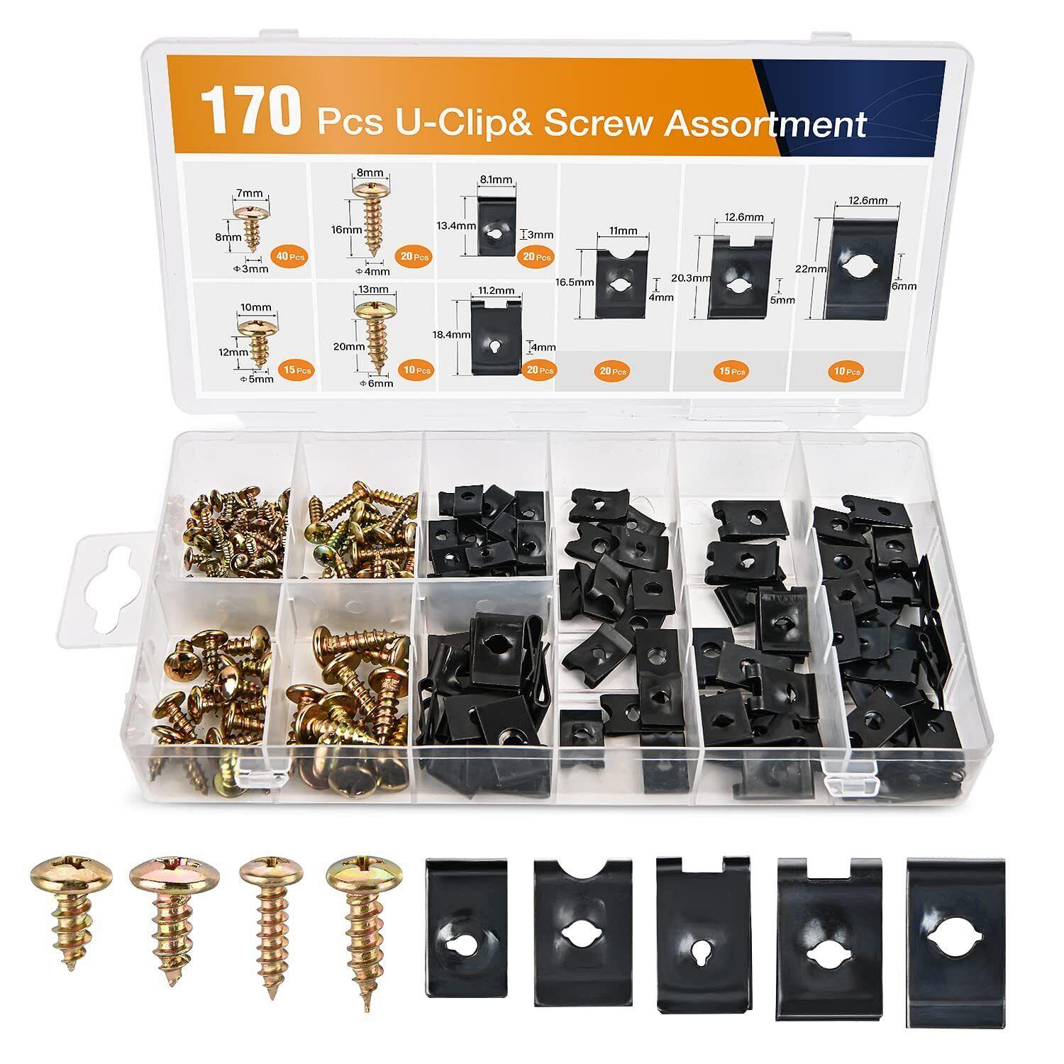 GOOACC 170Pcs Car U-Clip and Screw Assortment Kit 9 Different Sizes ...