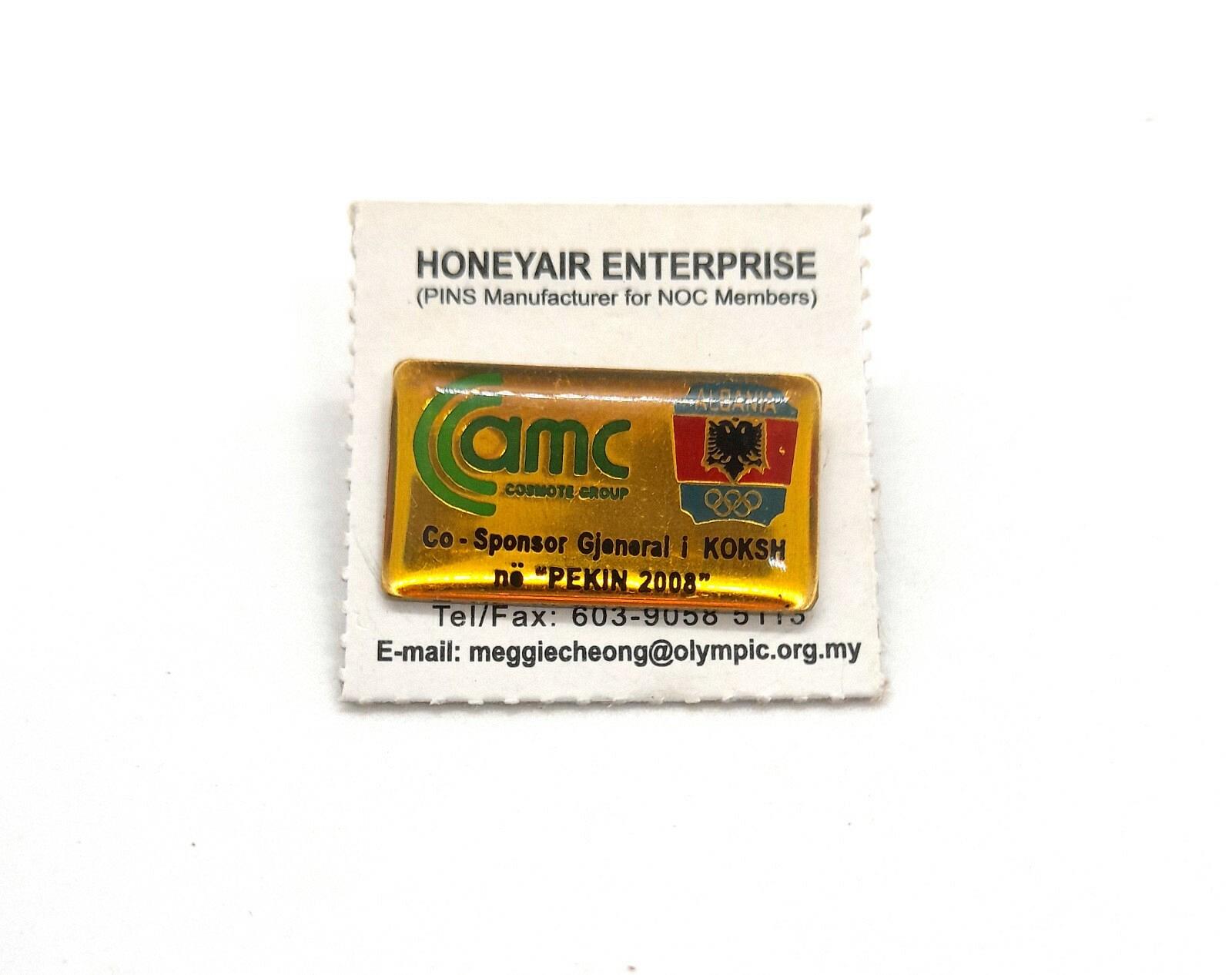 Pekin 2008 Olympic Games Albania NOC Pin. AMC Cosmote Group Sponsor For ...