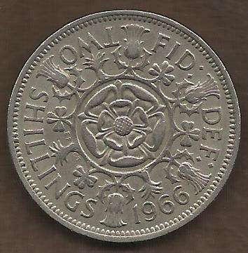 1966 Great Britain (England) 2 Shilling Coin For Sale
