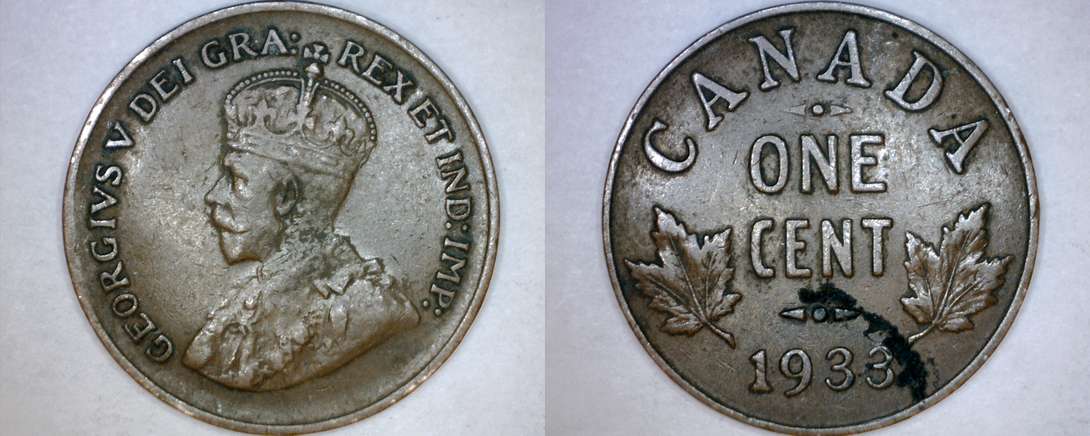 1933 Canadian 1 Cent World Coin - Canada For Sale