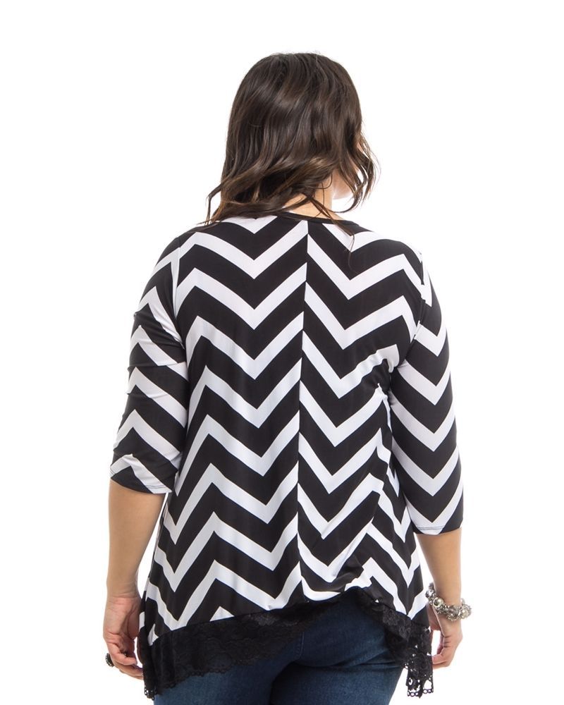 Hot Ginger Women’s Top Plus Size 2XL Chevron Scoop Neck Asymmetrical ...