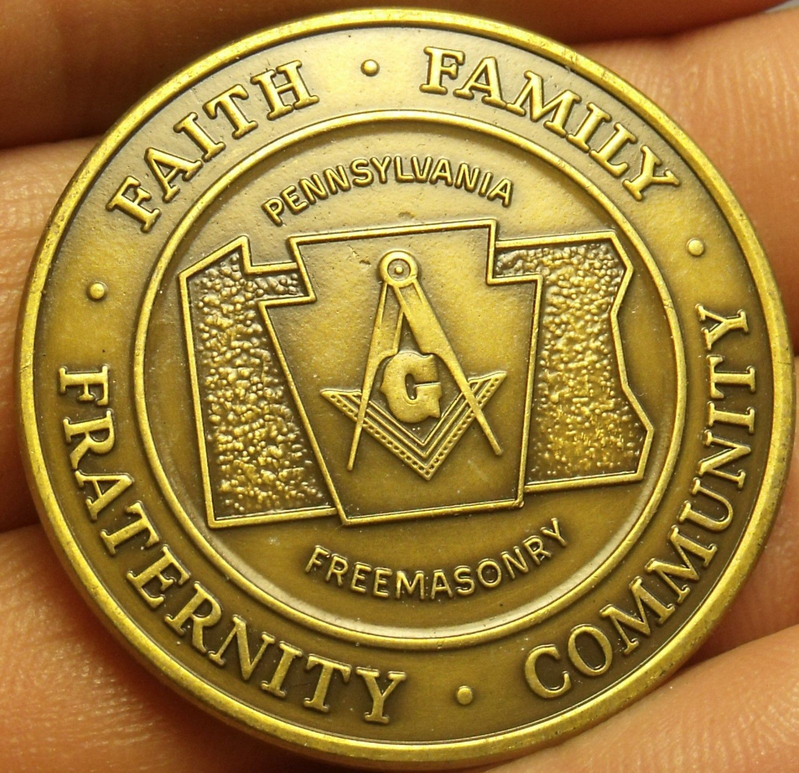 Large 38.1mm Solid Bronze Grand Lodge Of Pennsylvania 1998 Masonic ...