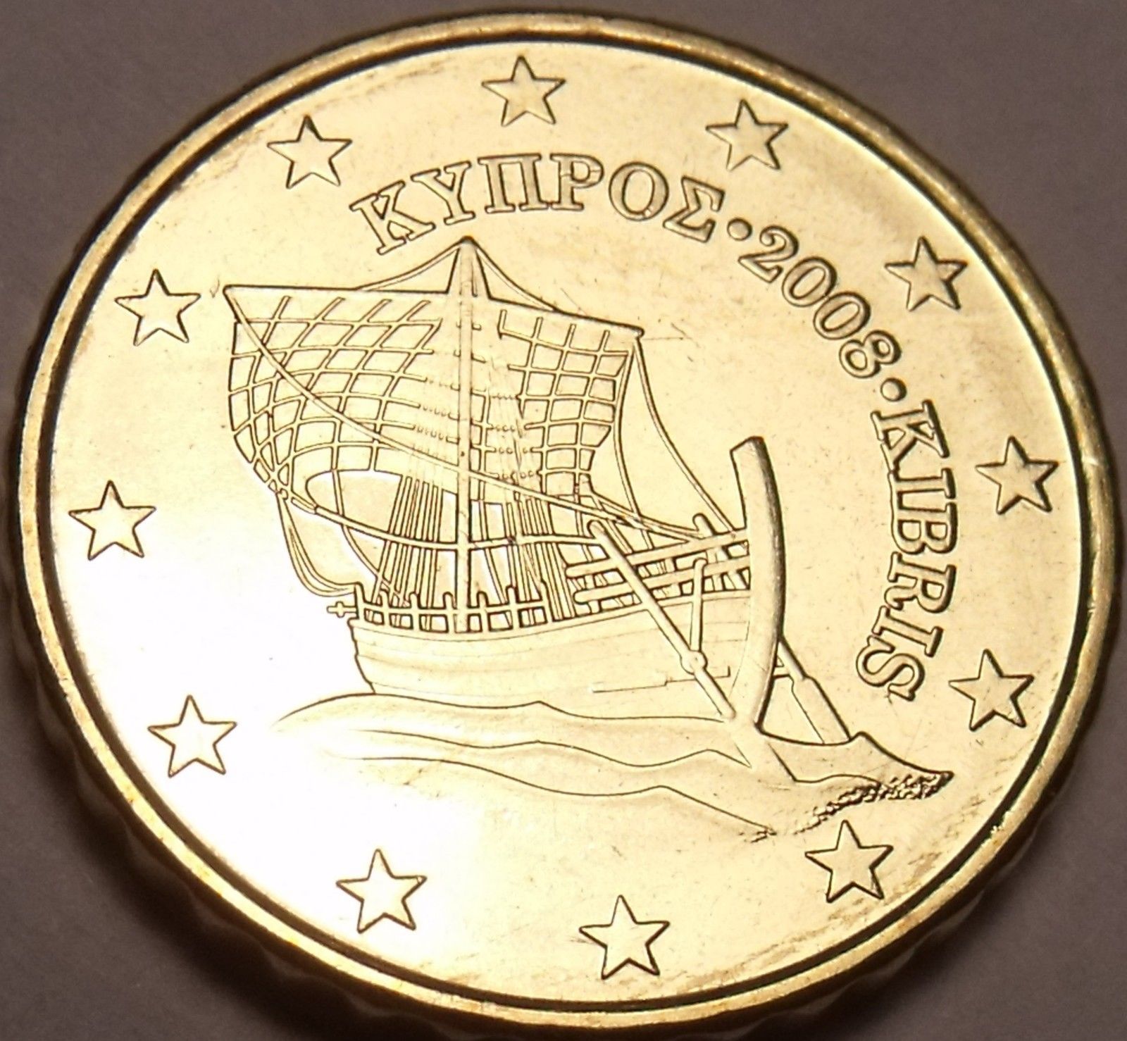GEM UNC 2008 CYPRUS 10 EURO CENTS~PIRATE SHIP~FREE SHIP For Sale