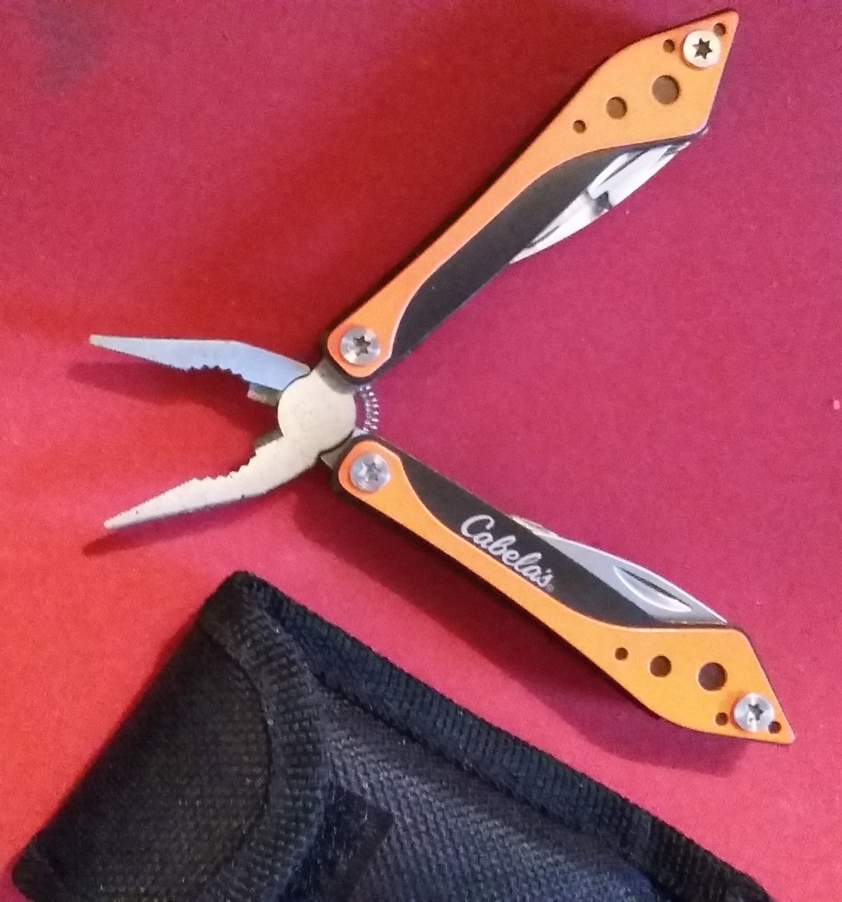 CABELAS SMALL SPRING-ASSISTED PLIERS! 12n1 MultiTool ORANGE & BLACK ...