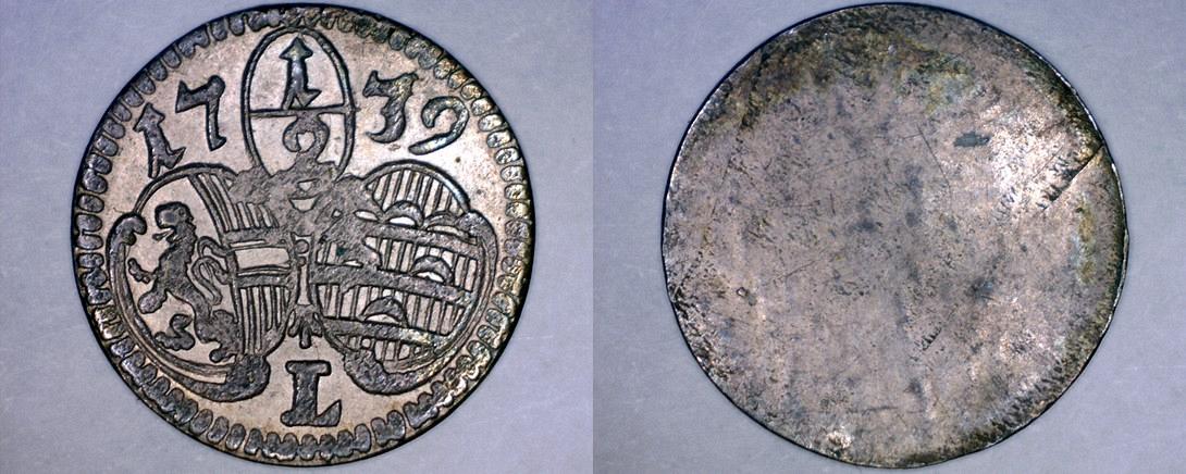 1739 Austrian States Salzburg Uniface 1/2 Kreuzer World Silver Coin For ...
